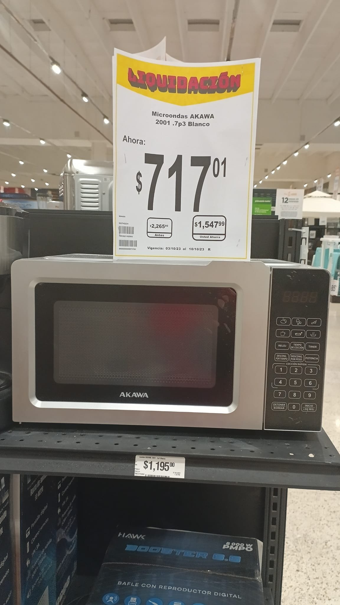 Chedraui: Microondas Akawa de $2,265 a $717.